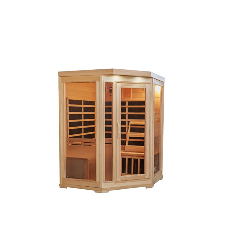 Heatwave Sonoma 3-Person Hemlock Infrared Corner Sauna with 7 Carbon Heaters | Wayfair